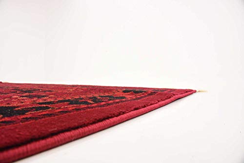 Unique Loom Tekke Collection Area Rug - Sheibani (6' 1" x 9' Rectangle, Red/ Black)