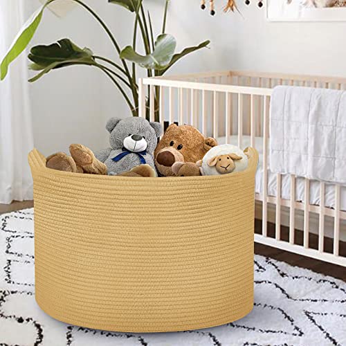 MXMHOME XXXL Large Blanket Basket Jumbo Woven Baskets for Storage Cotton Rope Baskets Jute Throw Blanket Storage Baskets for Pillows Toy Storage Basket Orgniazer Bins (23.6βx 23.6βx 14.1β)
