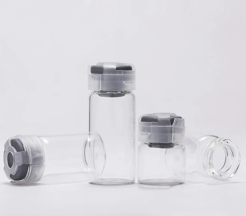 Karponge 10 Pcs 10ml Sterile Clear Vial, Seals Empty Vials, Lab Sample Vial, Glass Bottle with lid for Dilution and Mixing No Water. (Transparent)