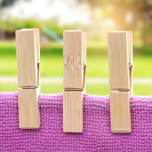 OLEQE 20 Wooden clothespins, Natural Birch Rust-Proof and Moisture-Proof clothespins, Bamboo clothespins and Windproof clothespins for Outdoor Balconies