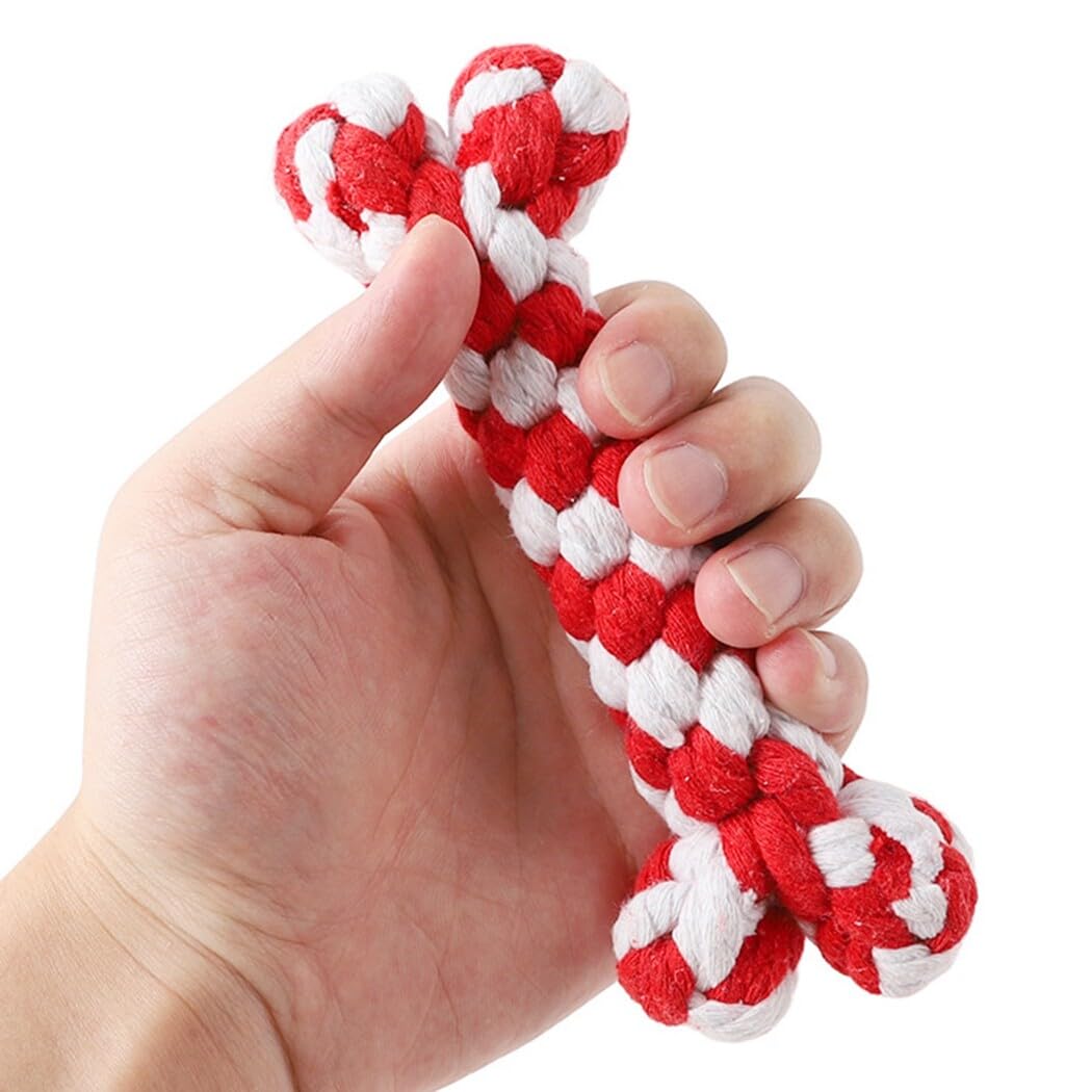 Training 50 Cotton Braided Bone Toy - Interactive Teething Dog Chew Pet Rope Toy Training Funny Natural Biting