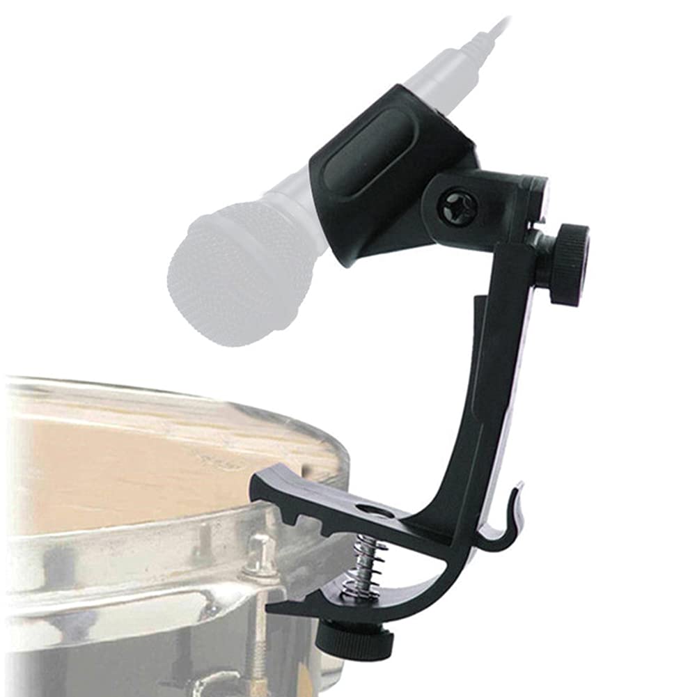 GEZICHTA 2 PCS Drum Adjustable Microphone Holder 180 Degrees Rotation Drum Microphone Clips,Clip Musical Shockproof Snar-e Mount Clamp Instrument Accessories(Black,Size:0.71x1.1inch)