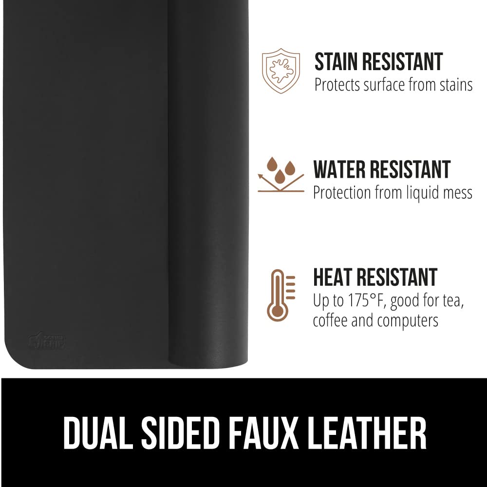 Gorilla Grip Desk Mat, Non Slip and Heat Resistant Mouse Pad, Soft PU Leather Pads, Dual Sided Blotter, Desktop Protector Covers for Home Office Keyboard Laptop Computer and Writing, 35.4x17, Gray