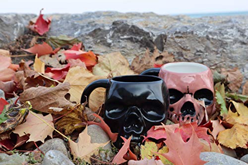 Skeleton Skull Shaped Halloween Ceramic Coffee Mug - Set of 2-15 oz