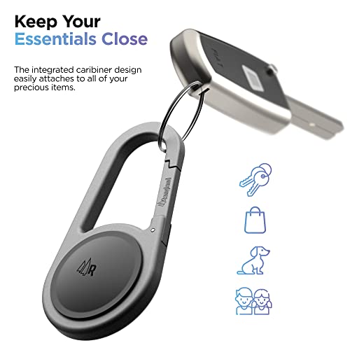 RANGLAND Carabiner AirTag Holder with Keychain - Ultra Durable Shockproof/Waterproof Case with Spring-Loaded Clip (Designed for Apple AirTag) (Aluminum)