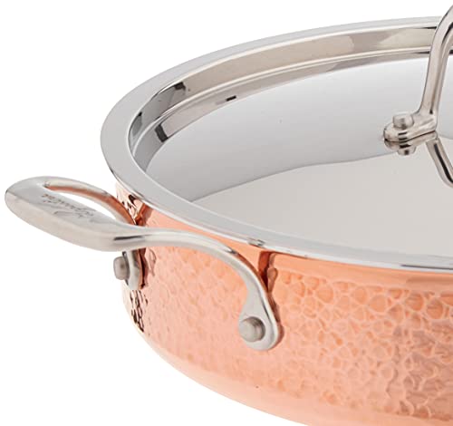 Lagostina Q5544764 Martellata Tri-ply Hammered Stainless Steel Copper Dishwasher Safe Oven Safe Stockpot / Casserolle Cookware, 5-Quart, Copper