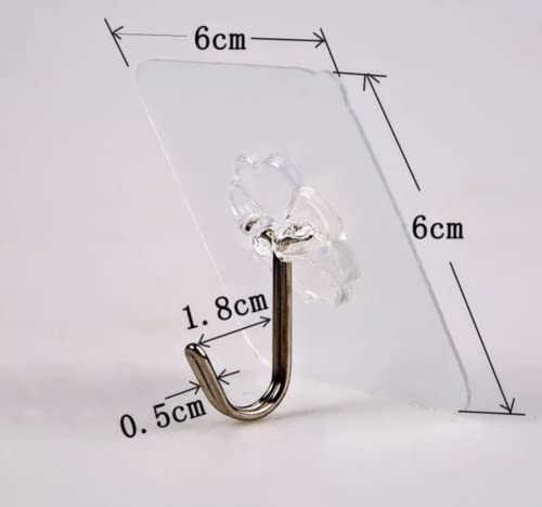 Sticky Wall Hook for Hanging 22 lbs (Max) Super Strong Heavy Duty Self Adhesive 30 Pack Transparent Invisible Waterproof Hooks for Bathroom Shower Outdoor Kitchen