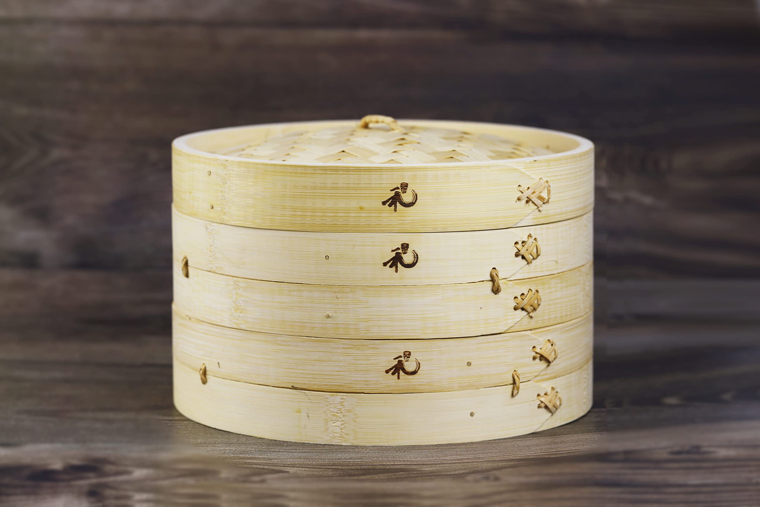 YUHO Bamboo Steamer Basket 12-inch, 2-Tier Steamer for Cooking, 10 Liners, Steaming Asian Food, Bao Buns, Chinese, Dim Sum, Dumpling, Rice, Vegetable Steam Pot