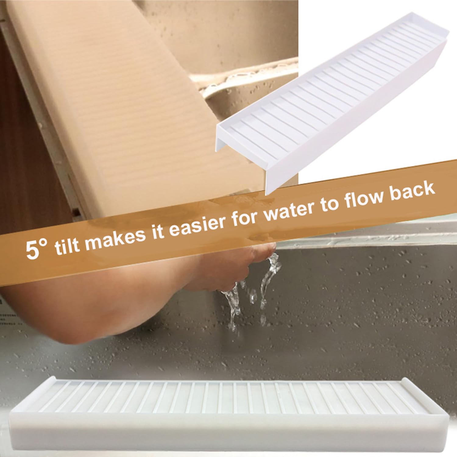 Silicone Sink Edge Protector & Splash Guards for Kitchen Sink Bathtub Sink, Upgrade 5° Multifunction Silicone Sink Protector Countertop Protectors - 20" x 4" Sink Protector (White)