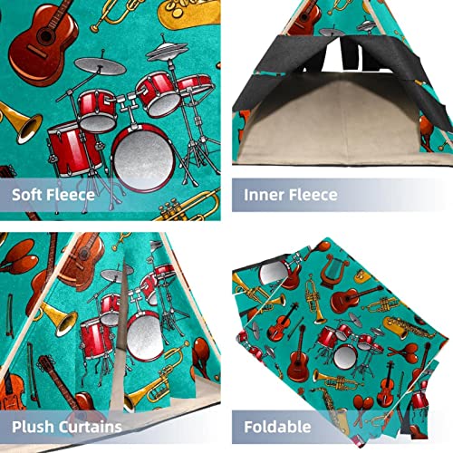 RATGDN Small Pet Hideout Classic Acoustic Guitars Music Hamster House Guinea Pig Playhouse for Dwarf Rabbits Hedgehogs Chinchillas