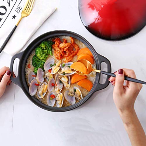 MYYINGBIN Tagine Cooking Pot with Lid Hand Painted Ceramic Casserole Stew Pot Healthy Cookware with Handle, Red