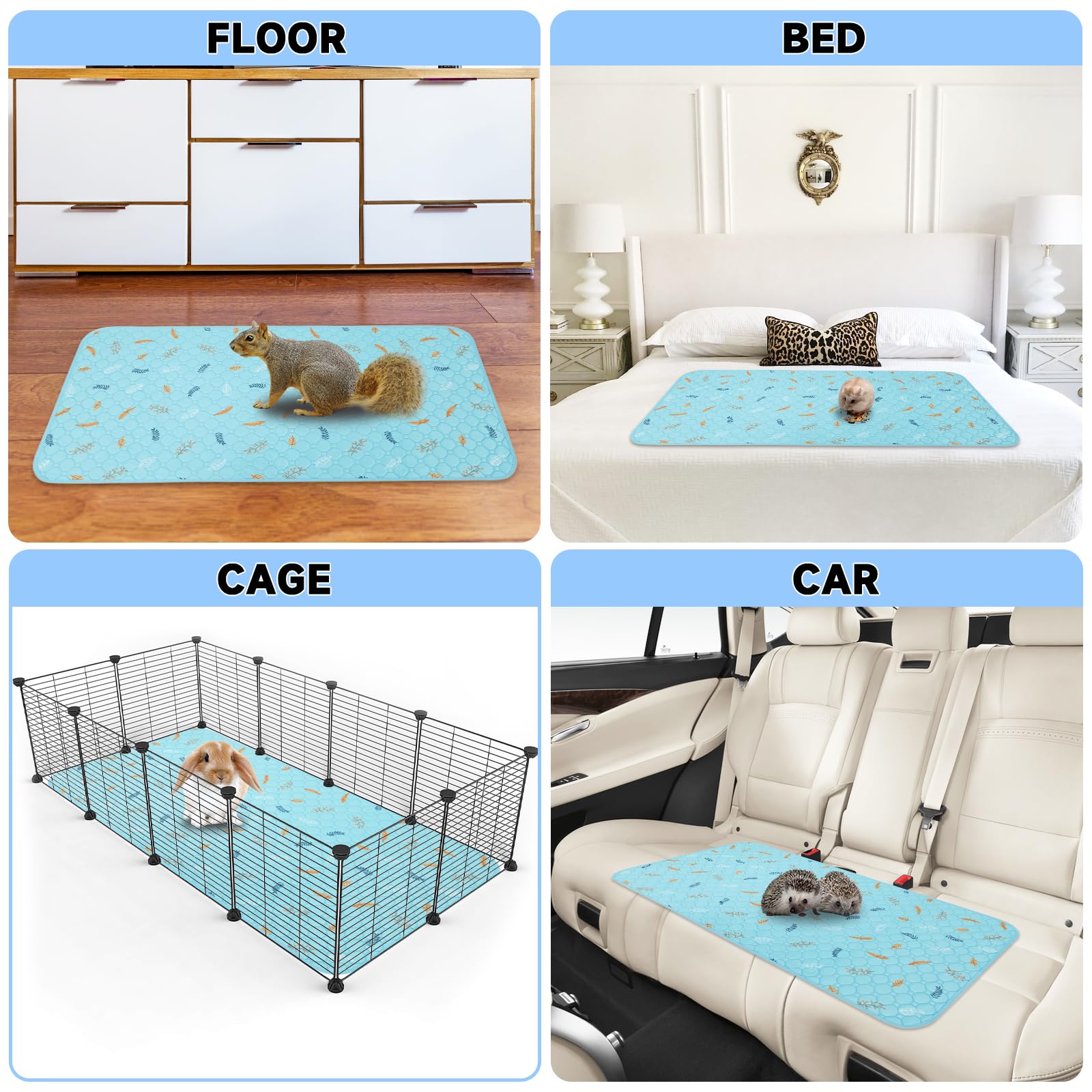 Sunheir Washable Pee Pads for Dogs - 2-Pack Thick Heavy-Absorbency Reusable Pee Pads Prevent Leakage Non-Slip, Waterproof Pet Training Pads for Puppy Playpen, Crate, Whelping Box, Potty Training, Blue