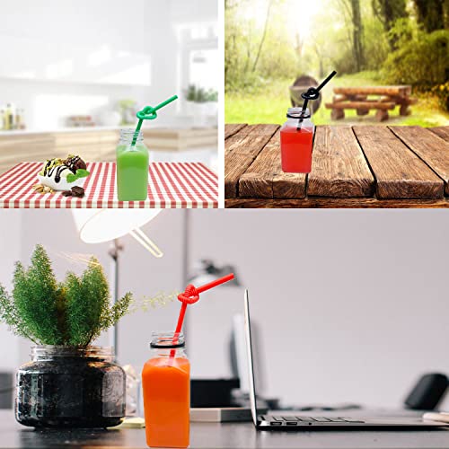 MYYZMY 3 Pcs 8 Ounce Plastic Juice Bottles, Reusable Bulk Beverage Containers for Juice, Milk and Other Beverages, Black lid