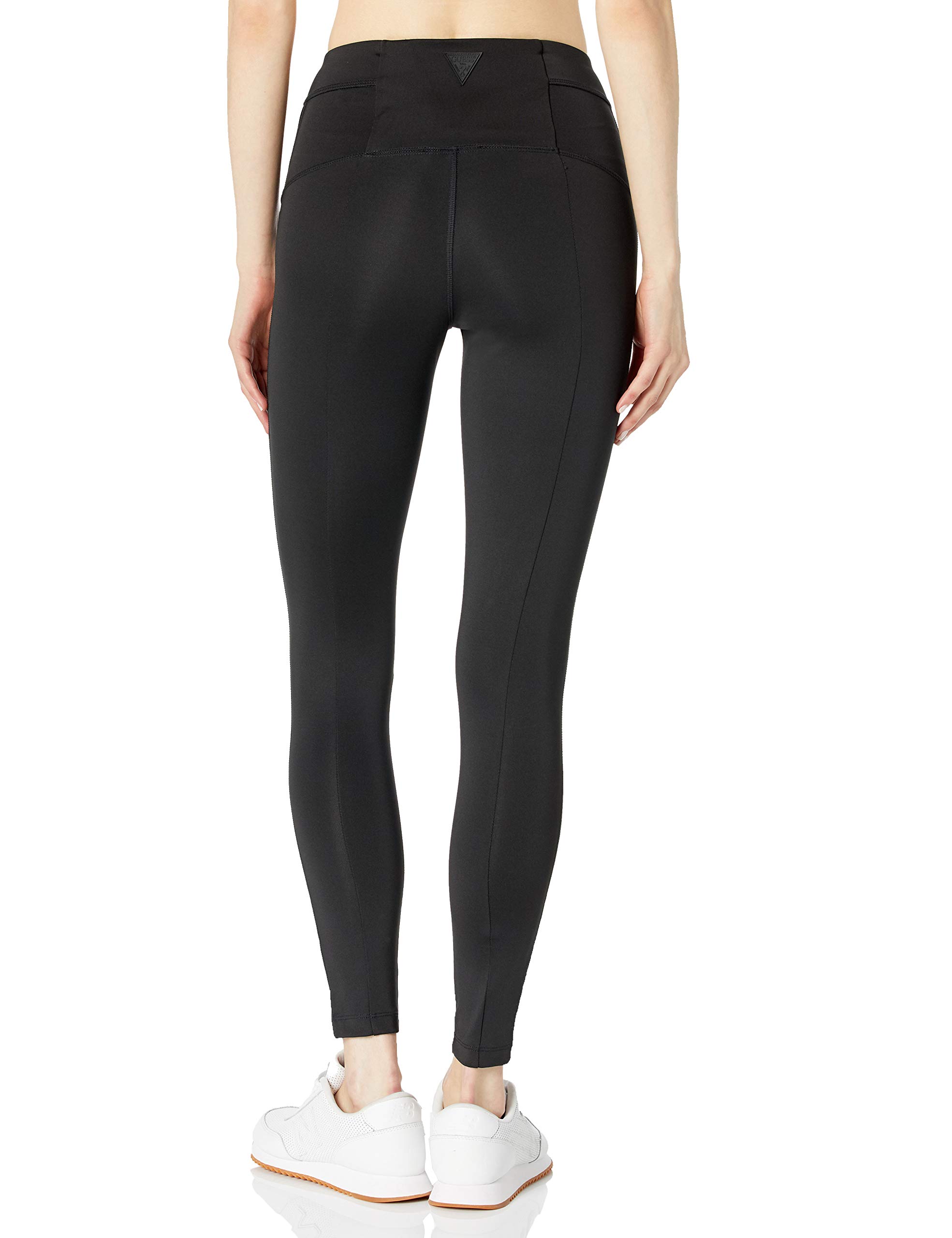 GUESS Women's Active Full Length Leggings with Mesh Detail, Jet Black, Large