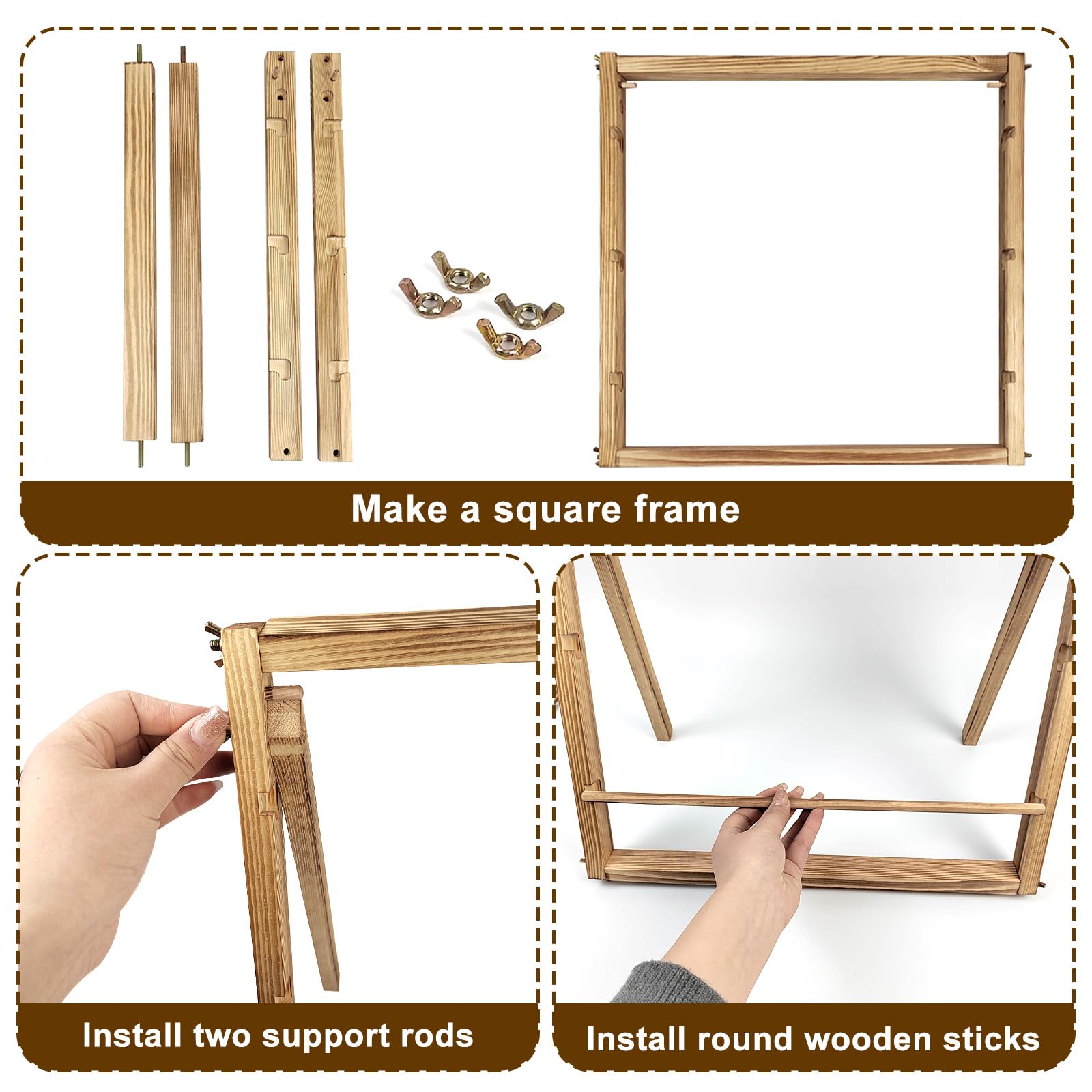 Ribbon Storage Rack Wooden Ribbon Organizer Ribbon Rack Fumigate Wood Spool Rack for Mesh Crochet Thread Tulle Roll Washi Tape Craft