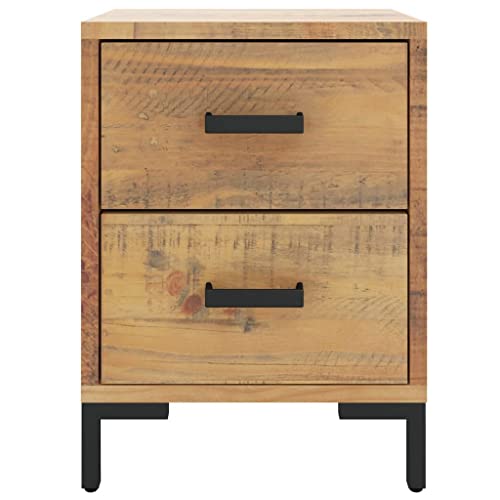 Makastle Small Nightstand Set of 2, Nightstands Beside Table with 2 Drawers, Wood End Tables Side Tables Bedside Cabinets for Bedroom, Living Room, Easy Assembly, 14.2"x11.8"x17.7" Solid Wood Pine