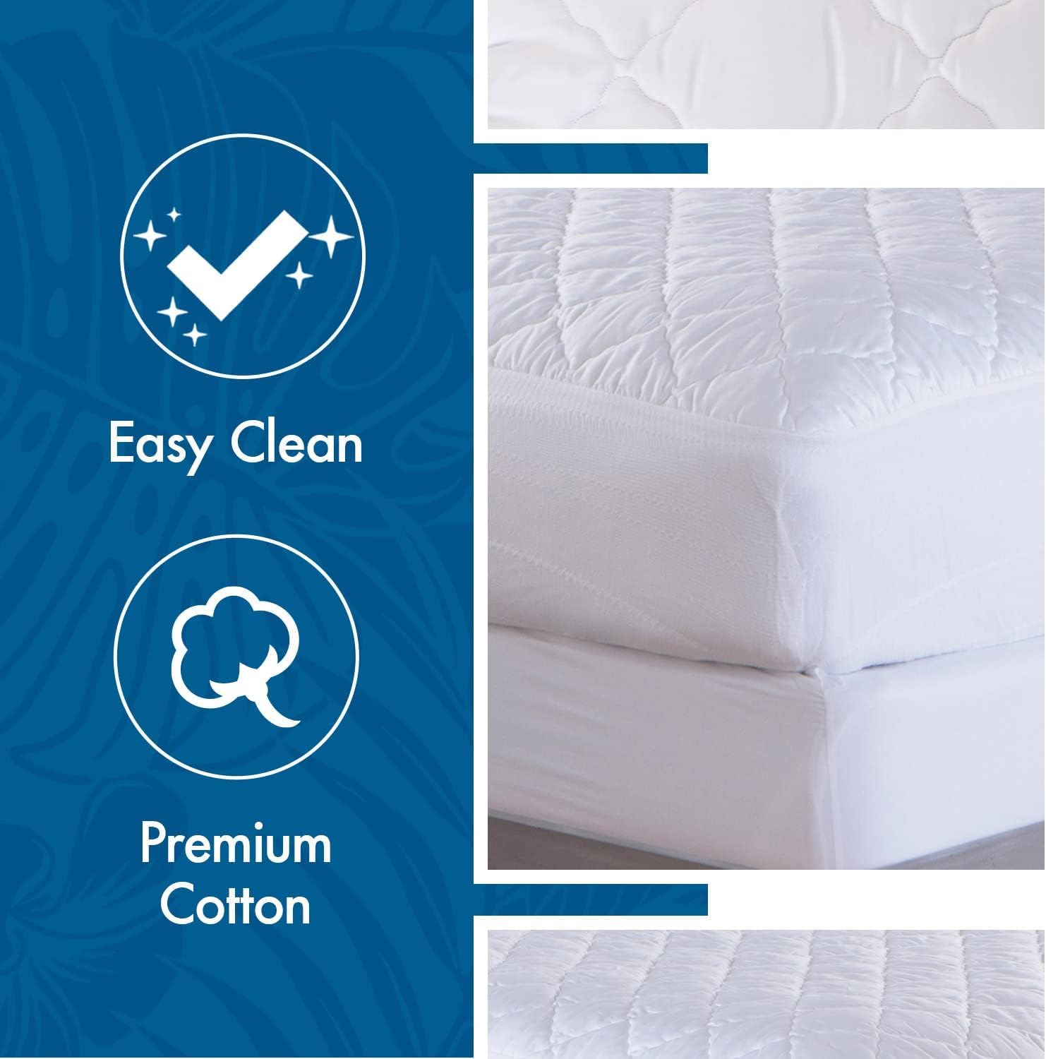 Tommy Bahama 400TC Triple Protection Waterproof Mattress Pad (White, King)