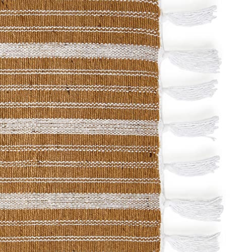 Two's Company Au Natural Set of 4 Woven Placemats w/Tassel Fringe - Jute/Cotton