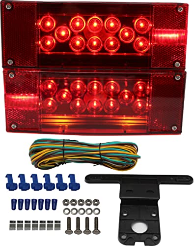 MAXXHAUL 70468 Trailer Light Kit - 12V All LED, Rectangular Left and Right Waterproof Submersible for Trailers, Boat Trailer Truck Marine Camper RV Snowmobile