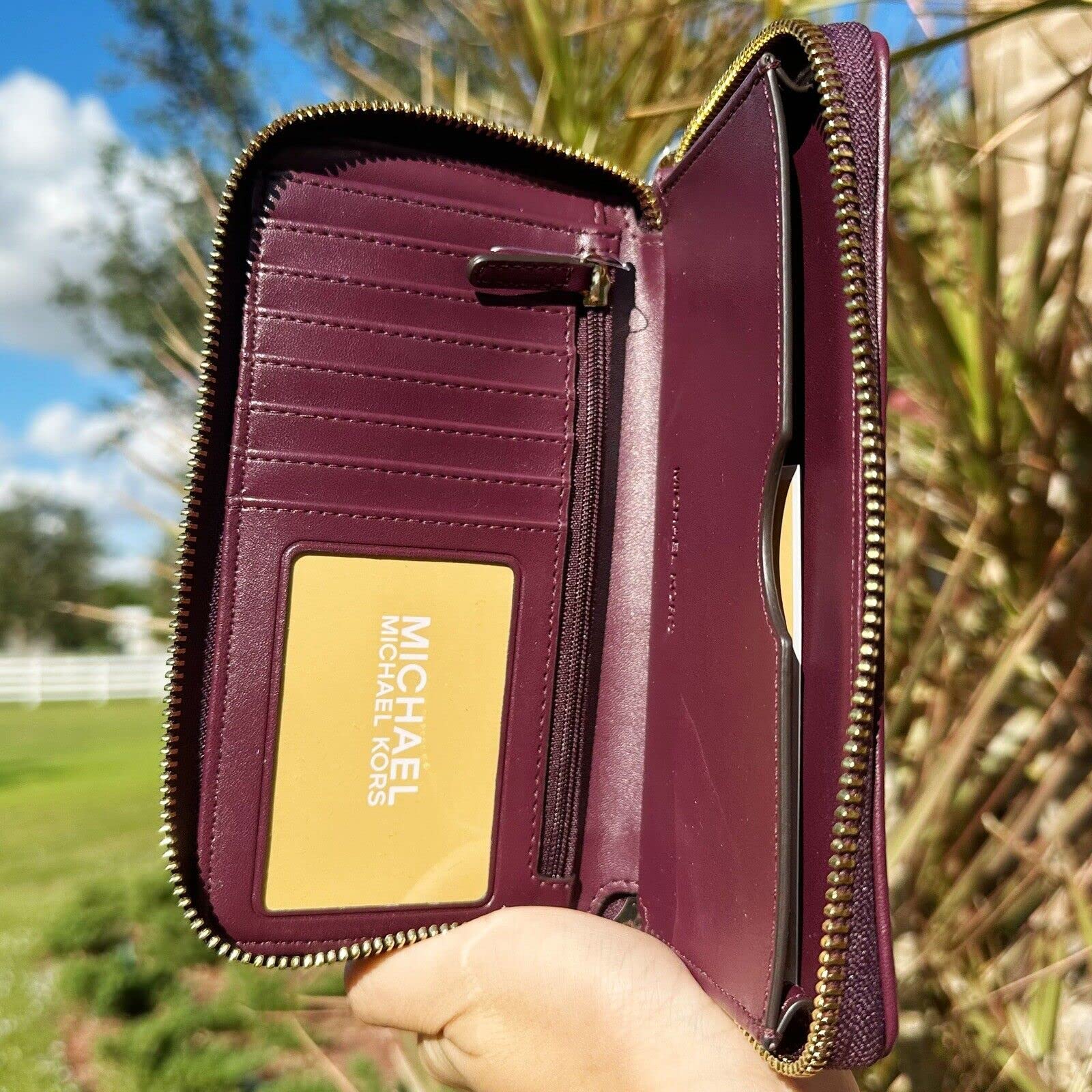 Michael Kors Jet Set Travel Large Phone Case Wristlet Wallet MK Mulberry Multi