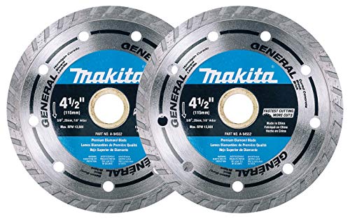 Makita 2 Pack - 4.5” Turbo Diamond Blades For Grinders & Circular Saws - Ultra-Fast Cutting For Concrete, Masonry & Brick - 5/8”, 20mm & 7/8” Arbors