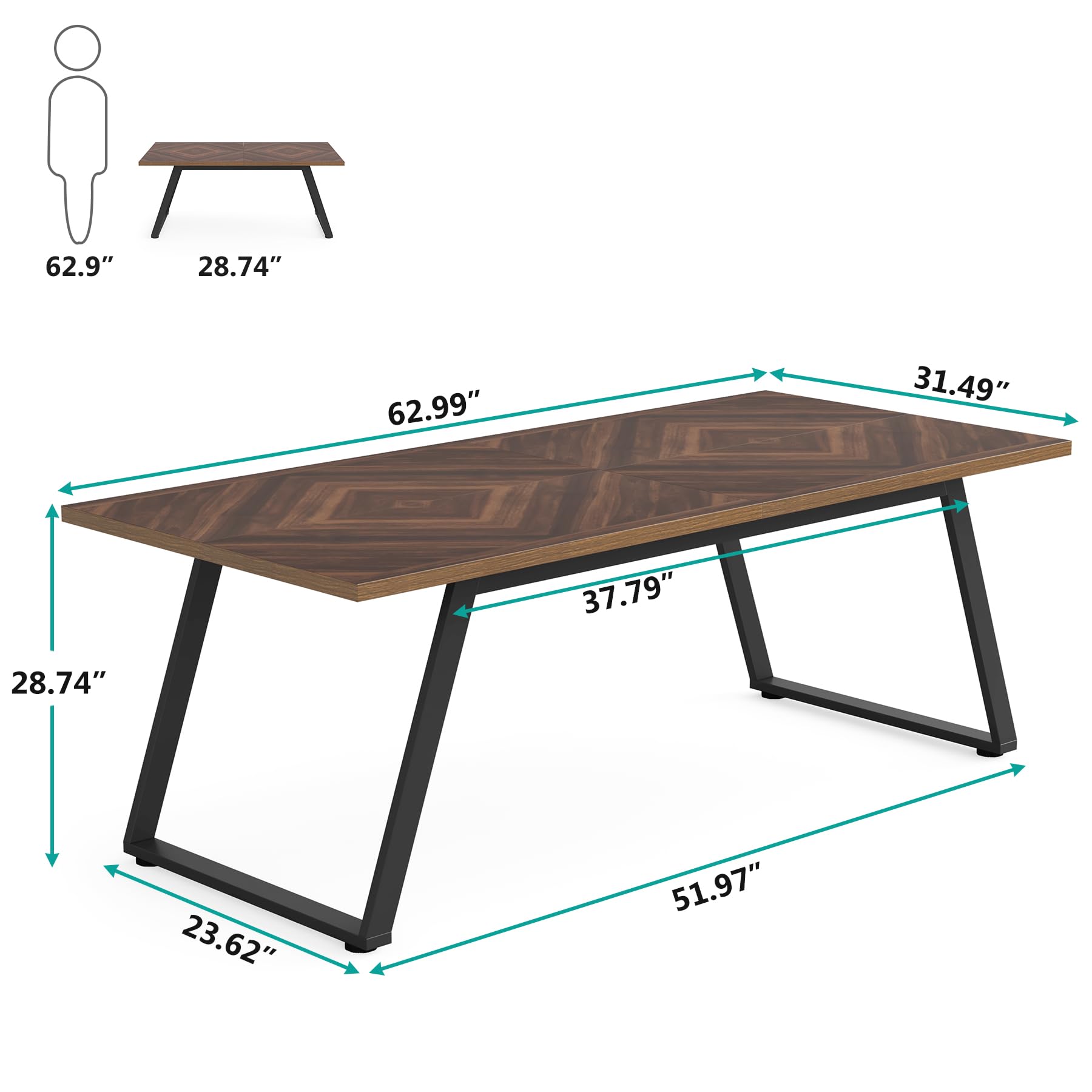 Tribesigns 63 Inch Executive Office Desk, Large Computer Desk with Thickened Frame, Modern Simple Study Writing Table Workstation Desk for Home Office, Living Room