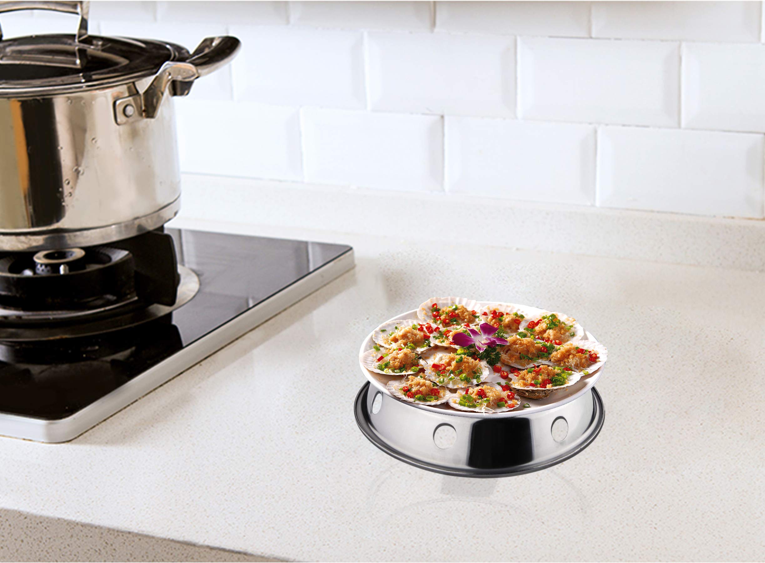 Lake Tian Stainless Steel Wok Ring/Small Metallic Round Bottom Plated Steel Construction Wok Rack Universal Size for Gas Stove Fry Pans (2)