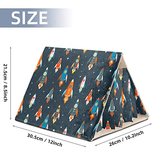 RATGDN Small Pet Hideout Colorful Spaceships Hamster House Guinea Pig Playhouse for Dwarf Rabbits Hedgehogs Chinchillas