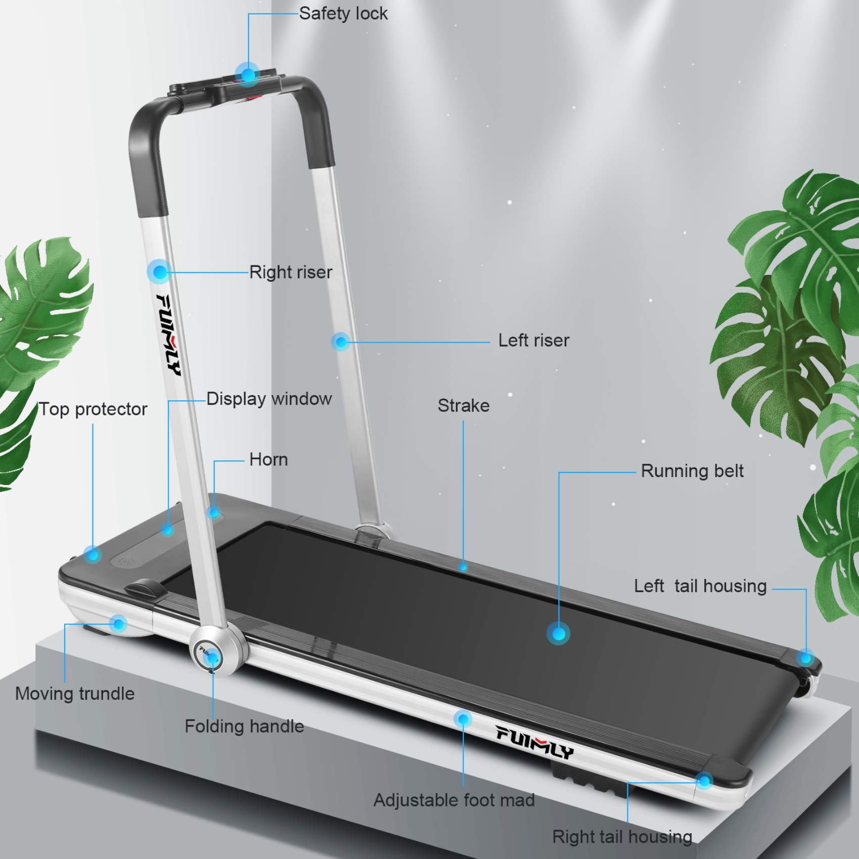 FUNMILY Treadmills for Home,2-in-1 Under-Desk Treadmill for Walking & Running,No Assembly Required,Jogging Machine for Office,Gym with Remote Control, Bluetooth Speaker and LED Display (Silver)