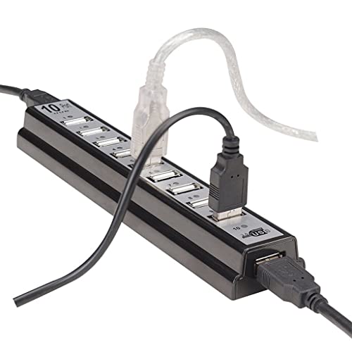 n/a Plastic Splitter Hub Cellphone Charging Cable Adaptor Charger10 Port Keyboard U-Disk Mouse USB 2.0 (Color : Black)