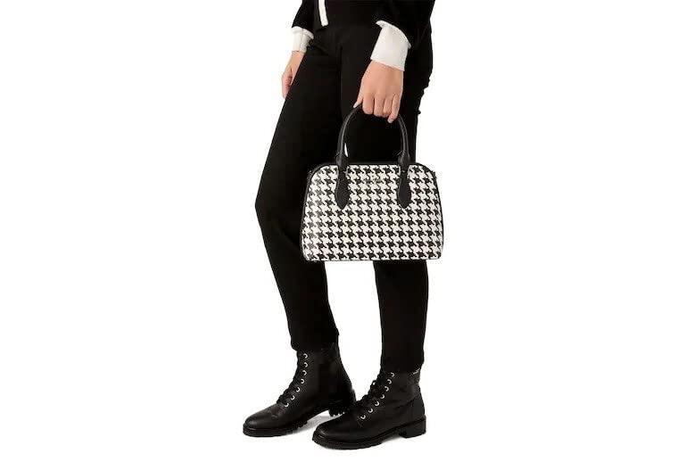 Kate Spade New York Darcy Small Satchel with Crossbody Strap (Houndstooth)