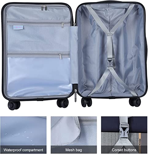 TydeCkare Luggage Sets 3 Piece (20/24/28) ABS+PC Suitcase Hardshell Lightweight Carry Ons with TSA Lock & Spinner Silent Wheels, Convenient for Trips, Gray