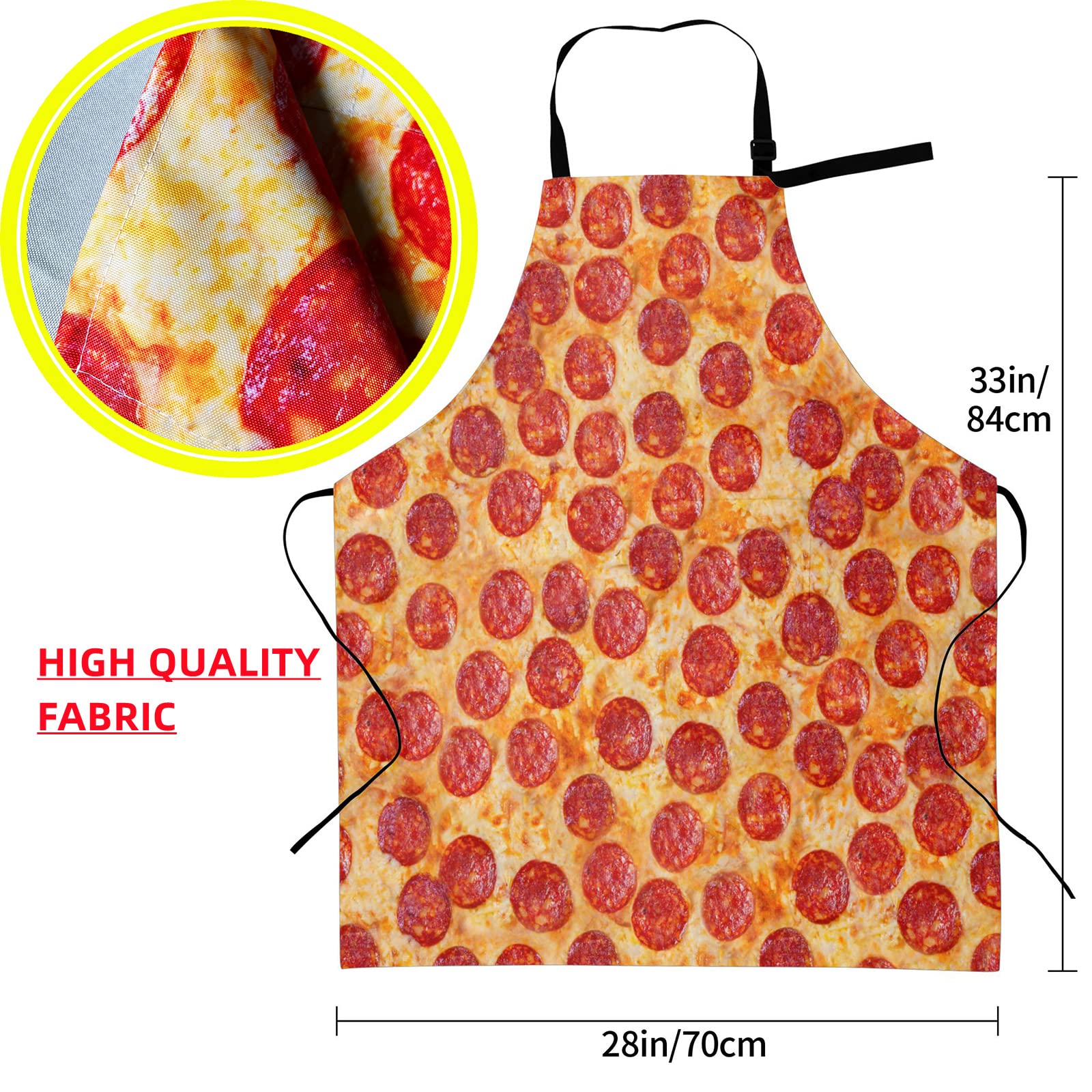 Lyiukz Funny Pepperoni Pizza Apron for Men Women Waterproof With 2 Pockets Adjustable Aprons Home Kitchen Cooking (33x28 inch)