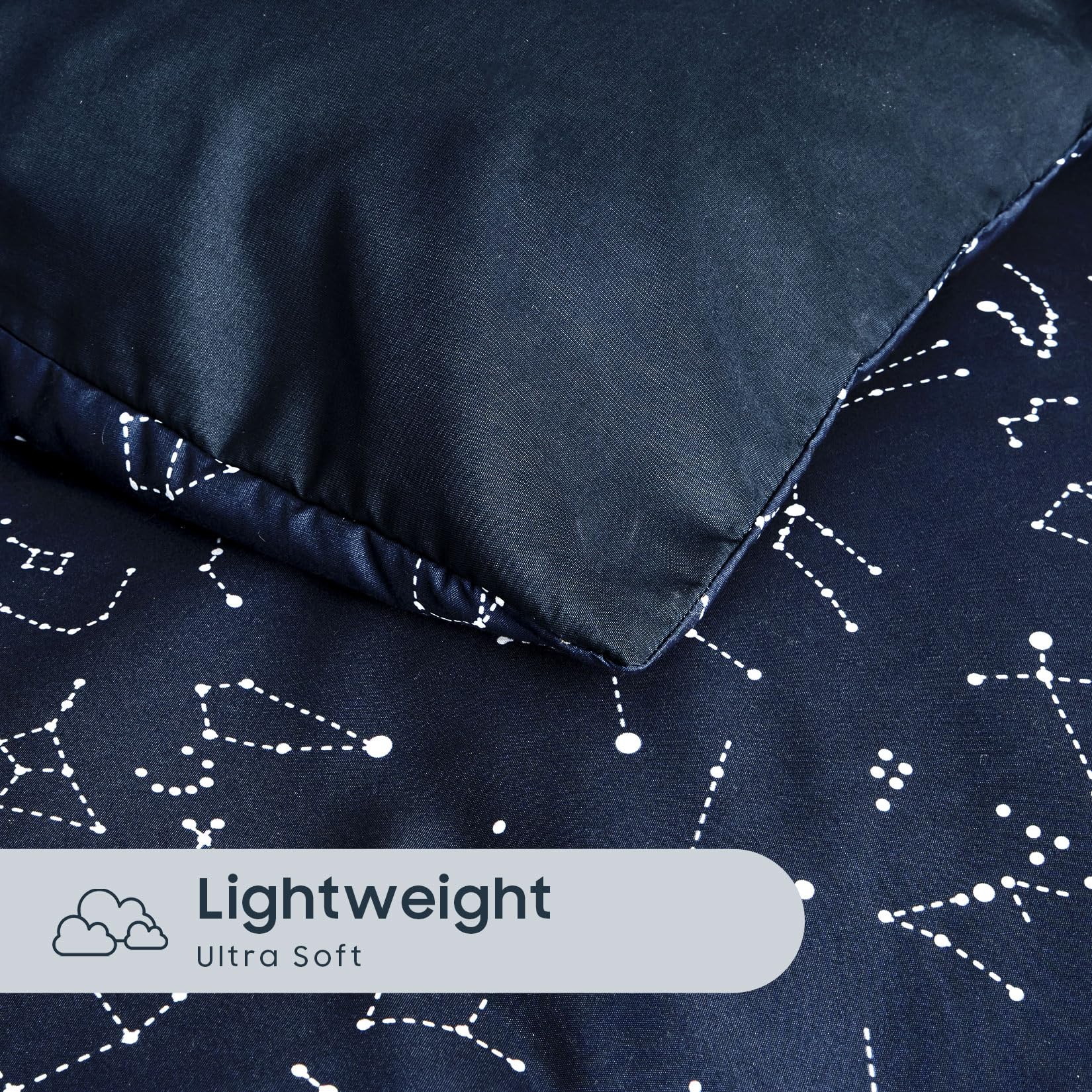 Wake In Cloud - Constellation Comforter Set with Sheets, Celestial Space Star Galaxy Astrology Lightweight Bedding for Teen Kids Boys Girls, 7 Pieces Bed in a Bag, Navy Blue, King Size