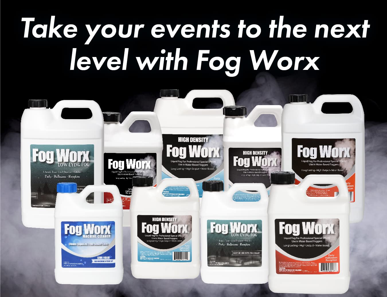 FogWorx Fog Juice - 1 Half Gallon of Premium Fog Fluid (64oz) - Medium Density, High Output, Long Lasting Fog Machine Fluid