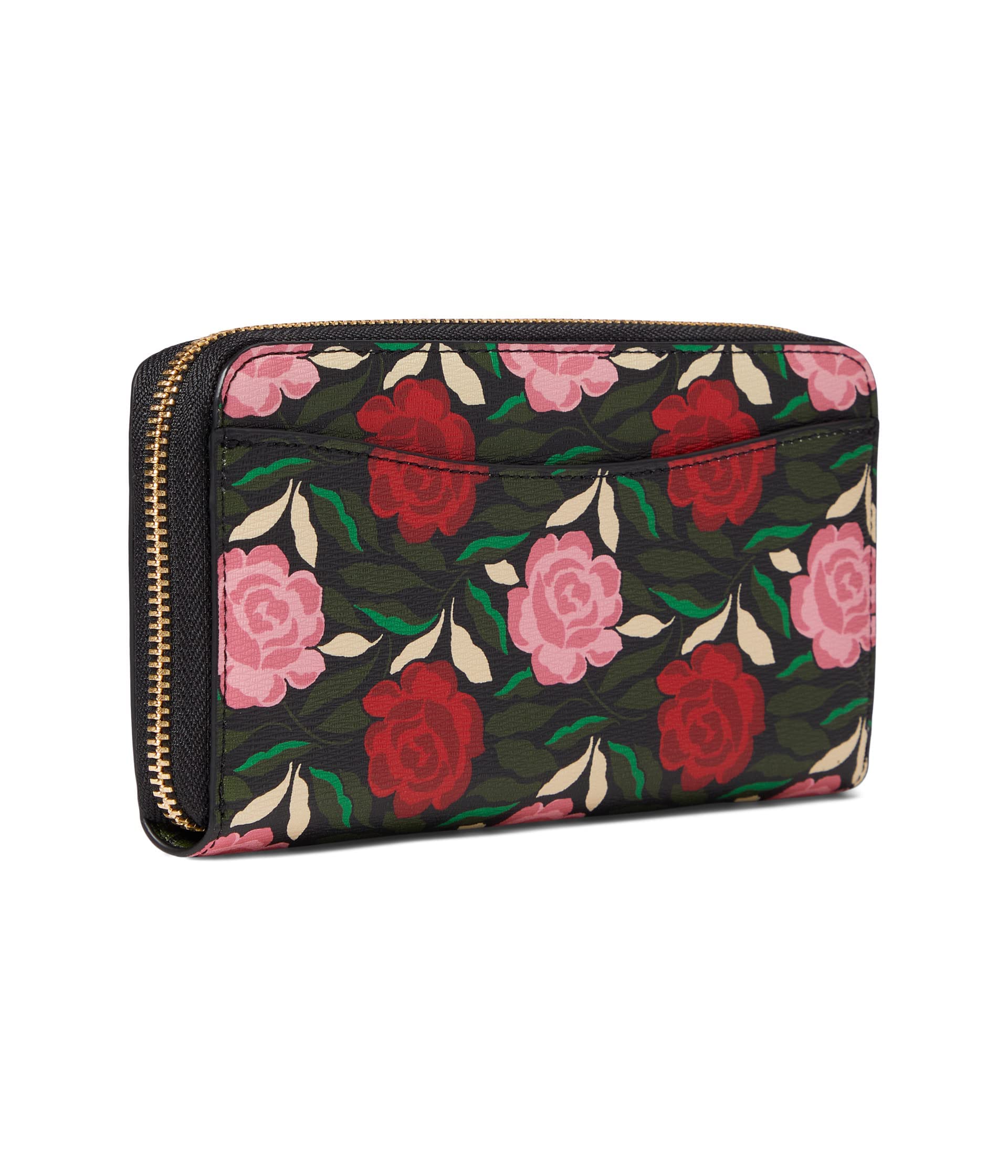 kate spade new york Morgan Rose Garden Printed Saffiano Leather Zip Around Continental Wallet Black Multi One Size