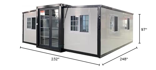 SAA Tiny Expandable Prefab House to Live in 1 Bathroom, 2 Rooms & 1 Kitchen- Foldable House, Container Home, Portable House, Tiny House for Small Family, Modular Guest House – 19 x 20 FT