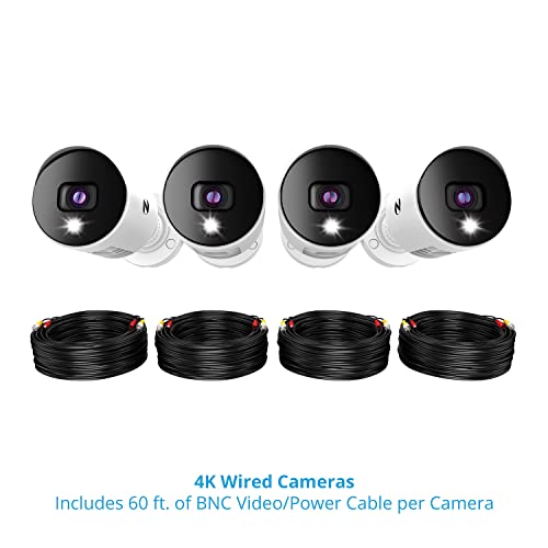 Night Owl Sp 4 Channel Bluetooth Video Home Security Camera System with (4) Wired 4K UHD Indoor/Outdoor Spotlight Cameras and 1TB Hard Drive, White, (BTD8-41-4L)