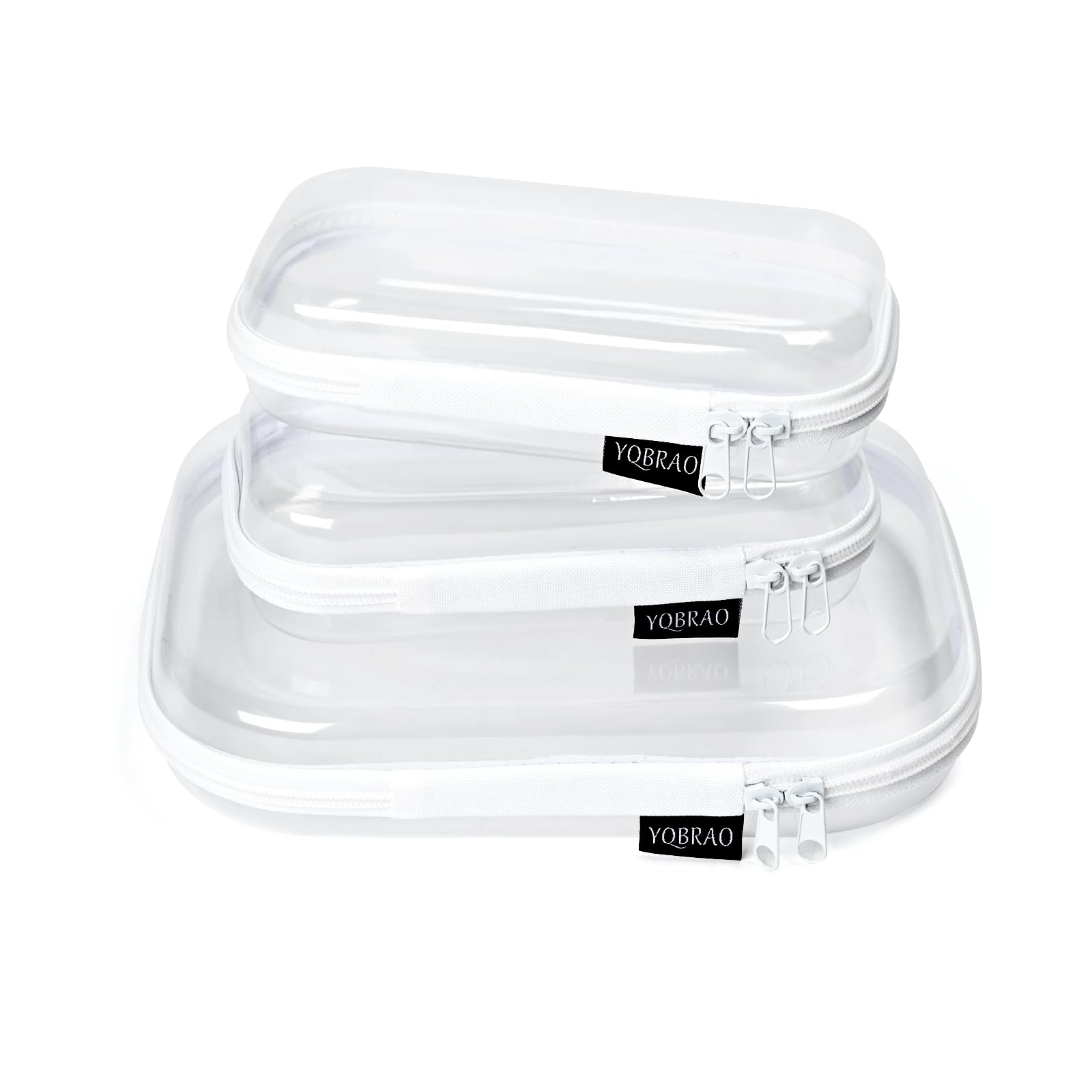 Set of 3 Transparent Zippered Storage Boxes – Hard Shell Zippered Organizers, Waterproof Scratch-Resistant PET Material, Ideal for Small Items, Blocks, Puzzles, Cosmetics, and School Supplies,etc