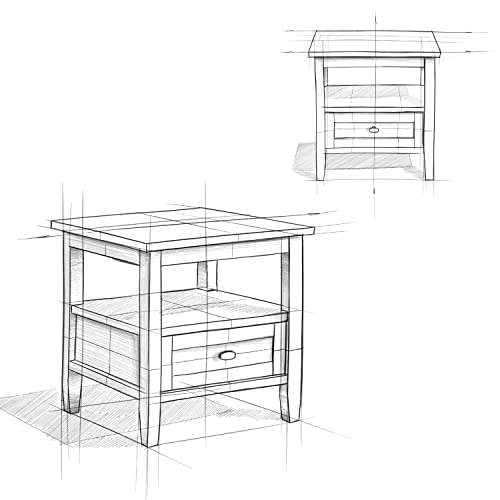 SIMPLIHOME Warm Shaker SOLID WOOD 20 inch wide Rectangle Rustic End Side Table in Farmhouse Grey with Storage, 1 Drawer and 1 Shelf, for the Living Room and Bedroom