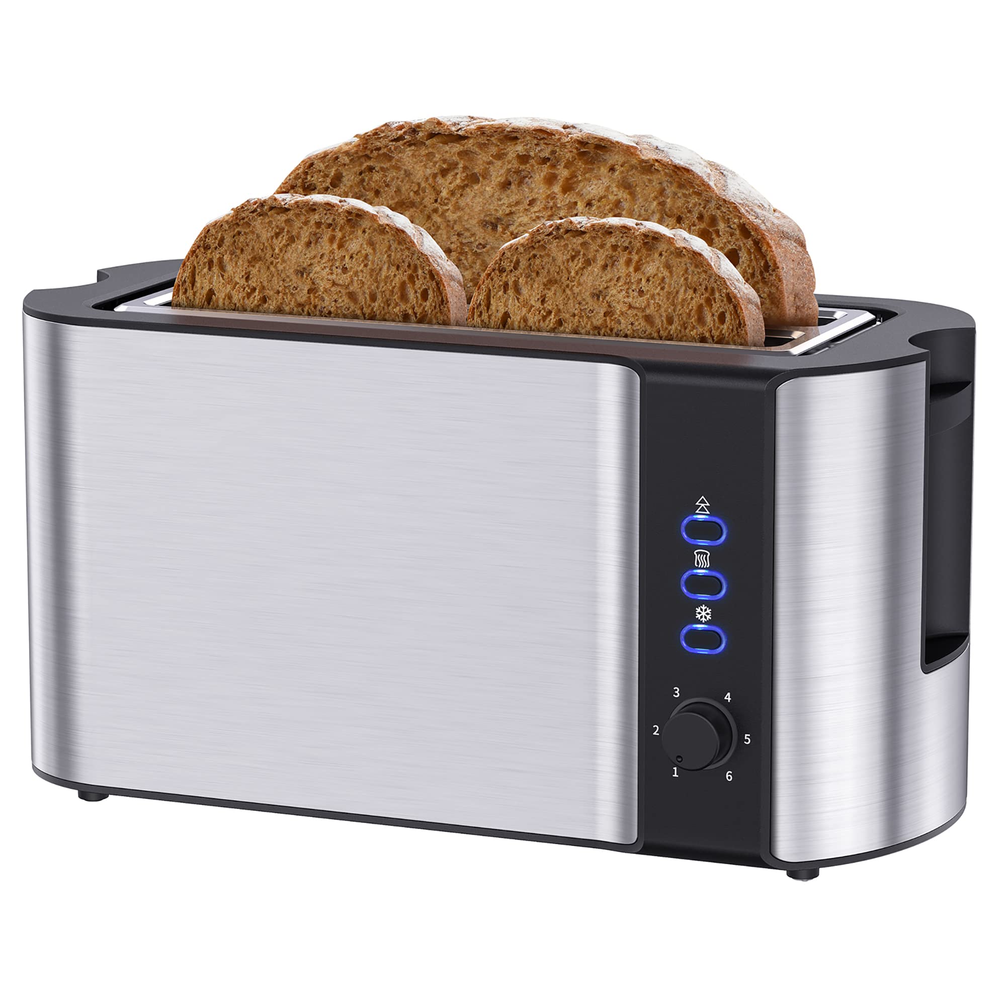 LyriFine Toaster 4 Slice, Long Slot 2 Slice Toaster for Artisan Sourdough Breads, Stainless Steel Toaster with Warming Rack, Extra Wide Slots for Bagels Waffles (Silver), Extra Large 10''x1.5''