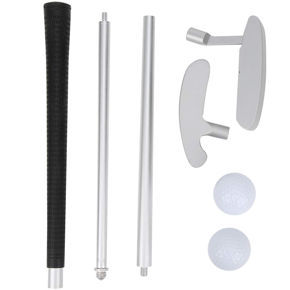Golf Putter, Aluminum Dual Hand Golf Training Putter 3 Sections Golf Putter Push Rod Head with 2 Balls