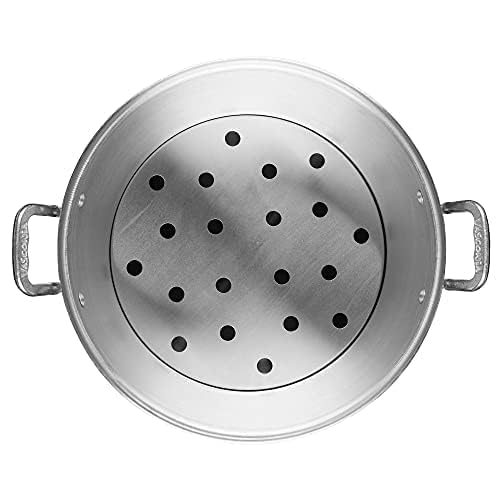 Vasconia Steamer Pot with Tray and Aluminum Lid β Multi-Purpose Aluminum Large Stock Pot for Tamales, Seafood, Vegetables Soup Pot β 5.3-Quart Stove