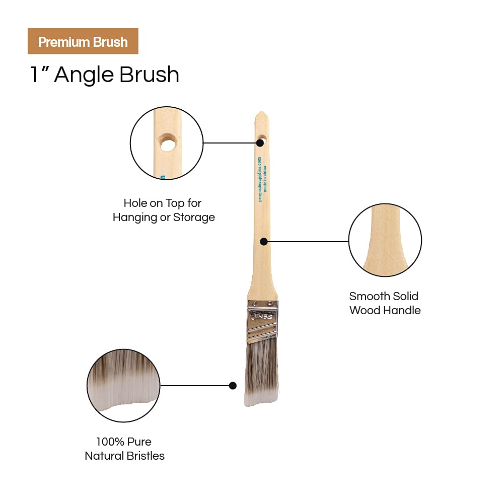 Vermeer Paint Brushes - 6-Pack - 1" Angle Sash Brushes for All Latex and Oil Paints & Stains - Home Improvement - Interior & Exterior Use