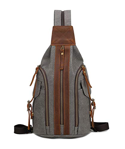 peacechaos Sling Bag - Crossbody backpack Shoulder Casual Daypack Rucksack for Outdoor Cycling Hiking Travel (Grey)