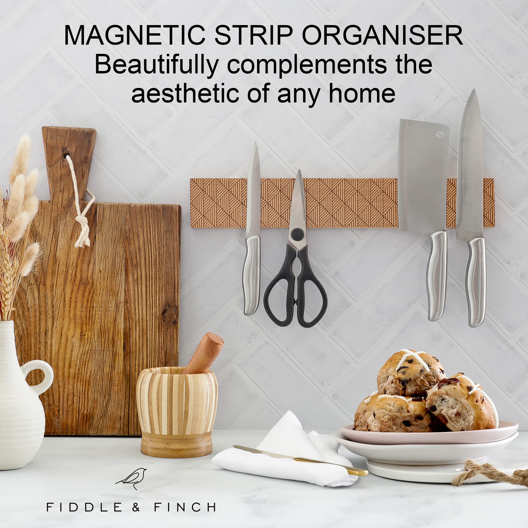 Magnetic Strip Knife Holder β Etched Wood Knife Rack or Bar with Hardware for Hanging & Wall Mounting. β Kitchen Utensil Organizer & Storage by Fiddle & Finch, 16 Inch. Diamond Daze