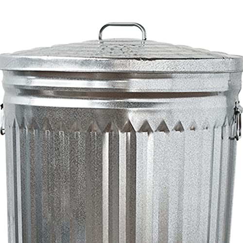 UTY 20 Gallon Galvanized Steel Trash Can with Lid, Silver, 17.5 inch*17.5 inch*23.5 inch