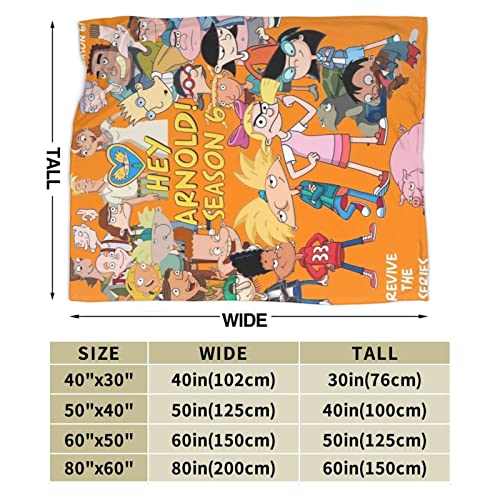 ORPJXIO Blanket Hey Anime Arnold! Throw Flannel Blanket Bed Blanket for Couch Sofa Bedroom Home Decor 50"x40"