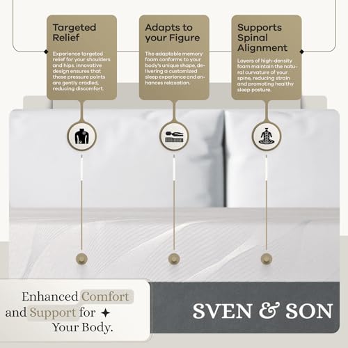 Sven & Son Gel Memory Foam Mattress, Premium Materials, CertiPUR-US, Made in The USA, 10 inch Firm - TwinXL