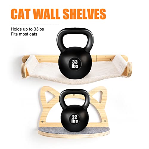 Toozey Cat Wall Shelves, Wall Mounted Cat Furniture with XXL Cat Hammock and 2 Cat Climbing Steps, Cat Shelves and Perches for Cats Playing, Sleeping, and Lounging